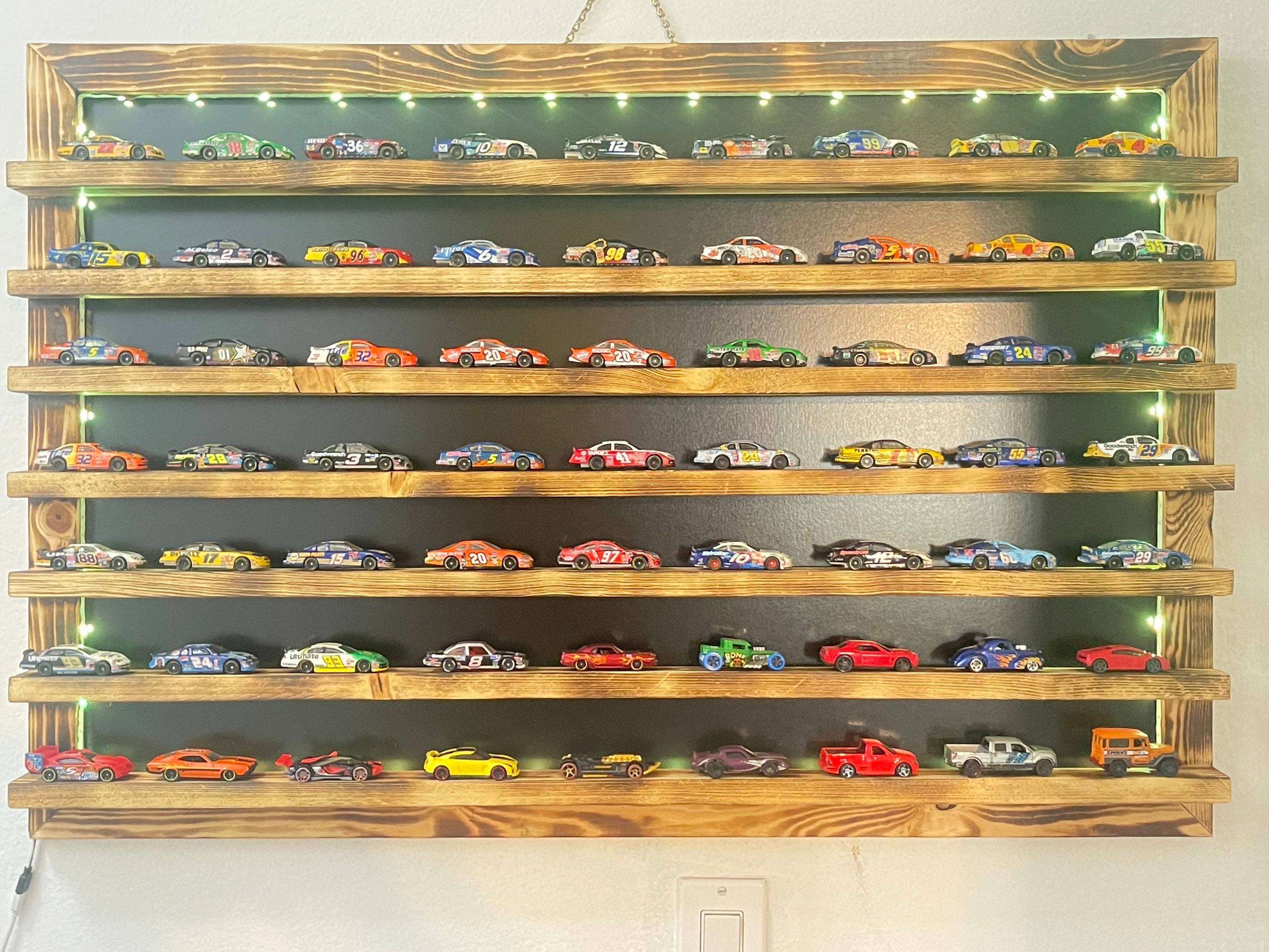 Wooden Display With LED Backlights Remote Control for 63 Cars 1-64 ...
