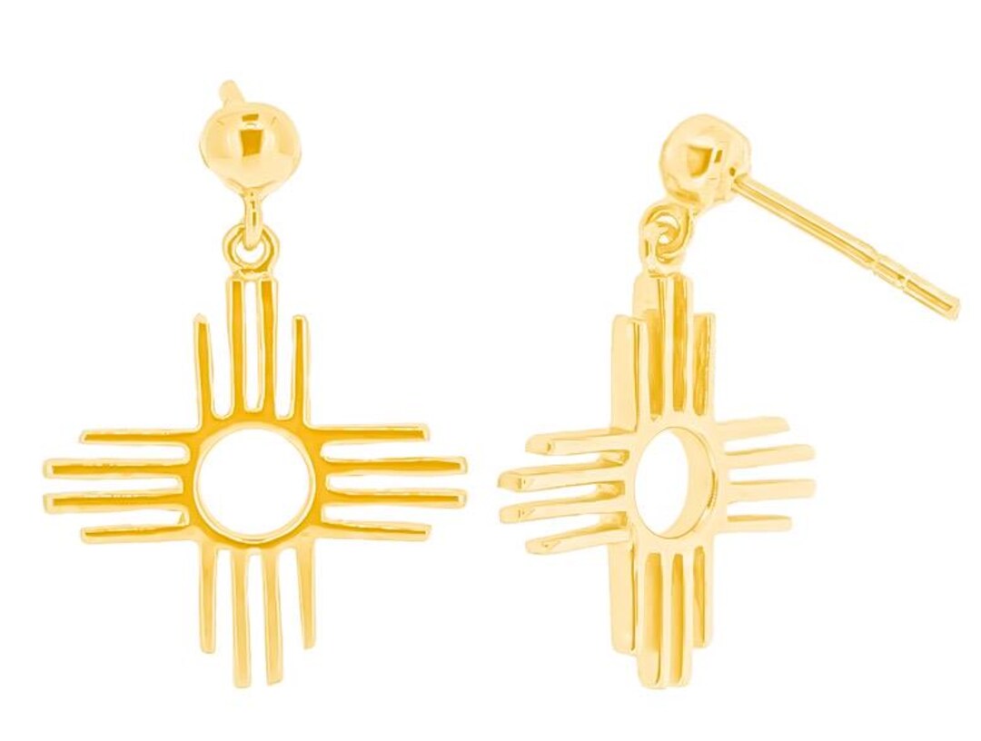 Zia Symbol Earrings Gold Zia Emblem Pendant Silver 925 Zia Charm 14k ...