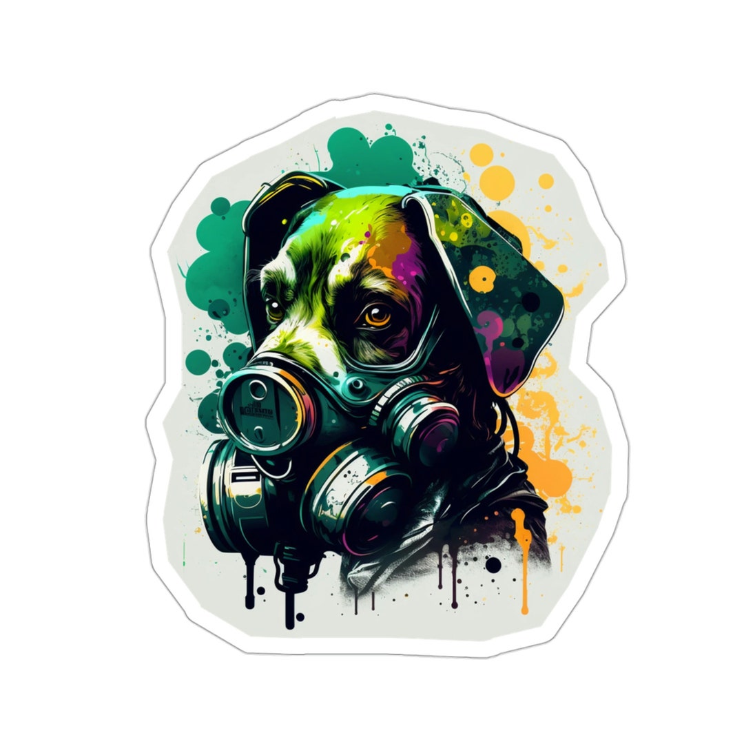Dog in Gas Mask Sticker / Dog in Gas Mask / Gas Mask Dog / Dog - Etsy