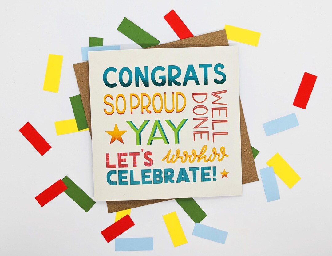 Congratulations Card, Well Done, Celebrate, Proud, Greetings Card, Text ...