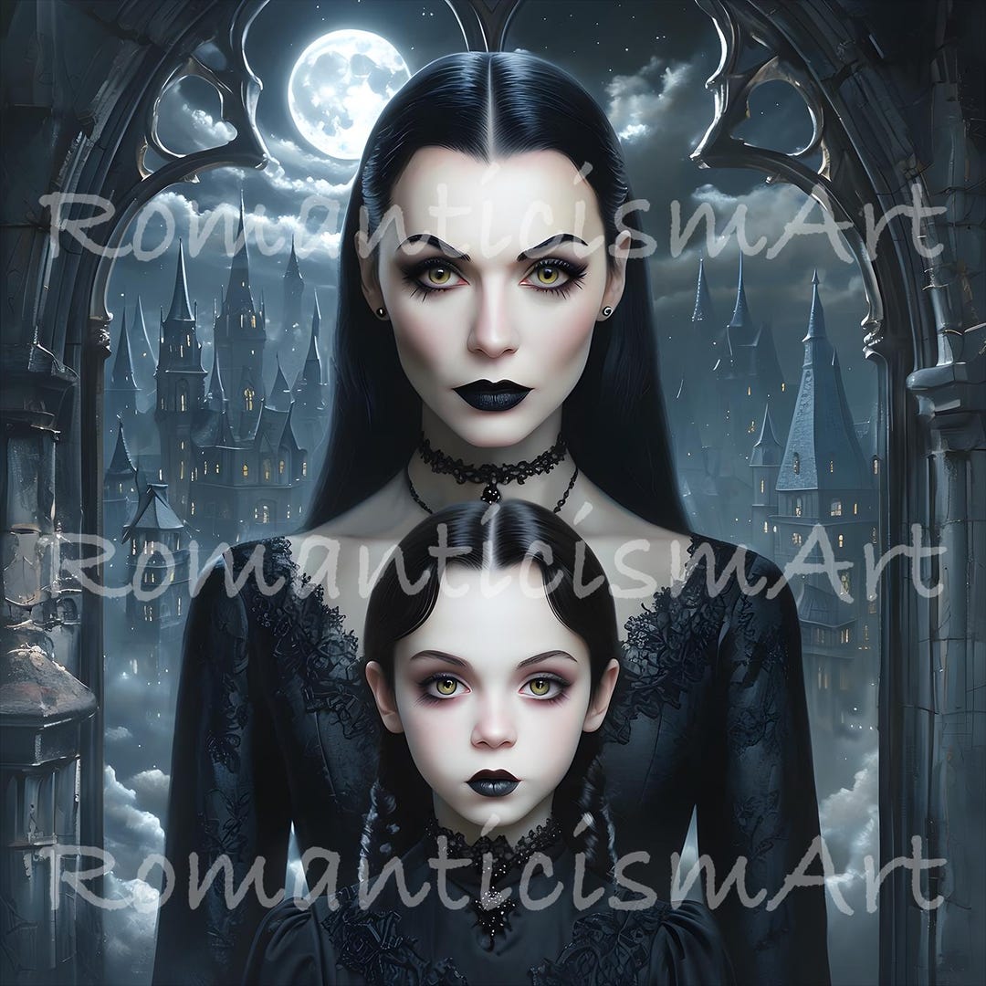 Elegant Goth Mom and Daughter, PNG Digital Download - Etsy