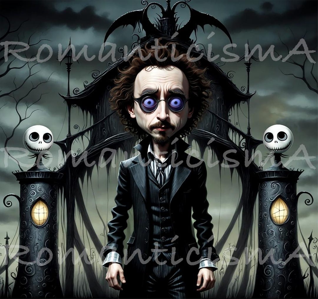 Tim Burton Portrait, Gothic Style, PNG Digital Download - Etsy