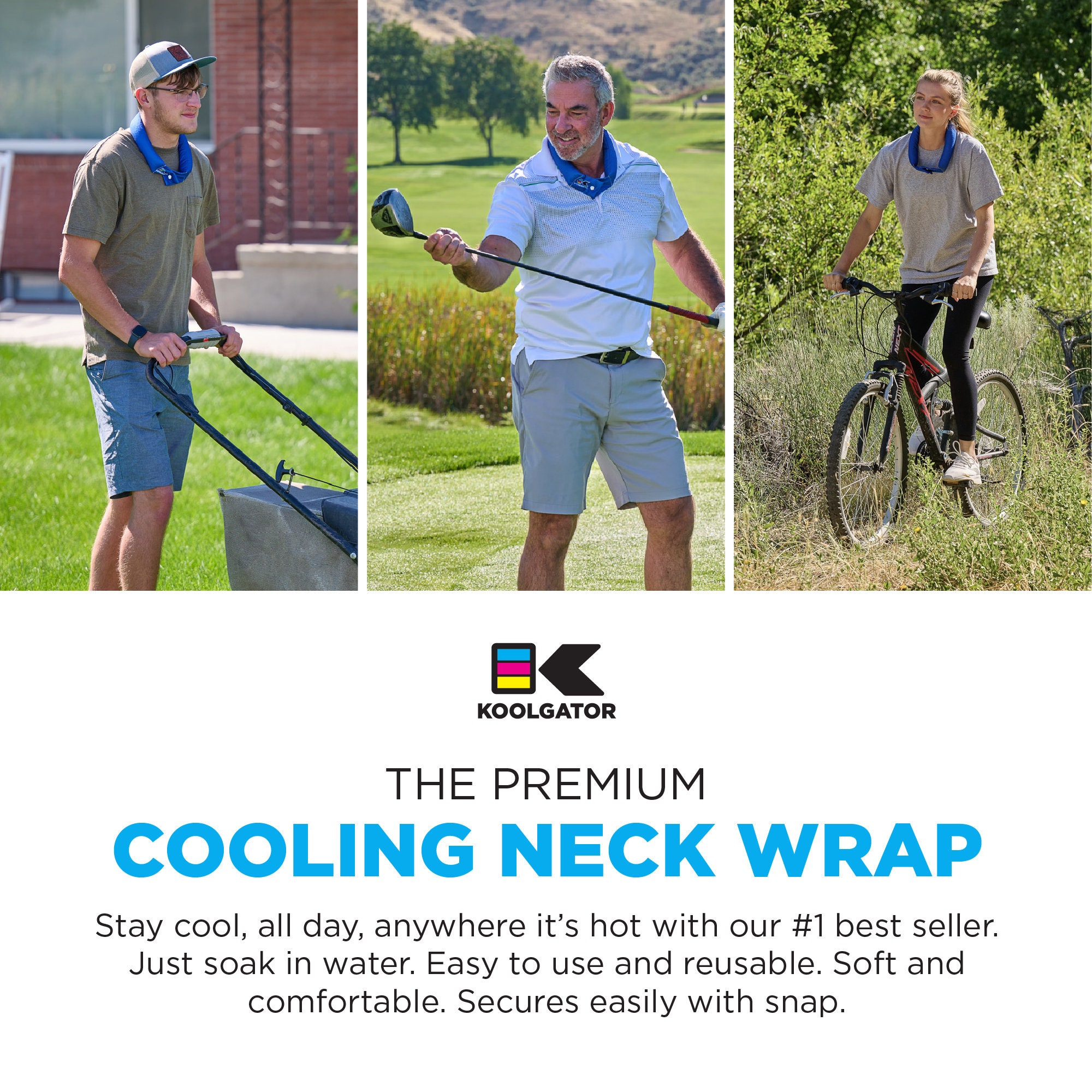 KOOLGATOR Evaporative Cooling Neck Wrap - Keep Cool in the Heat, Summer Cooling Accessories ...