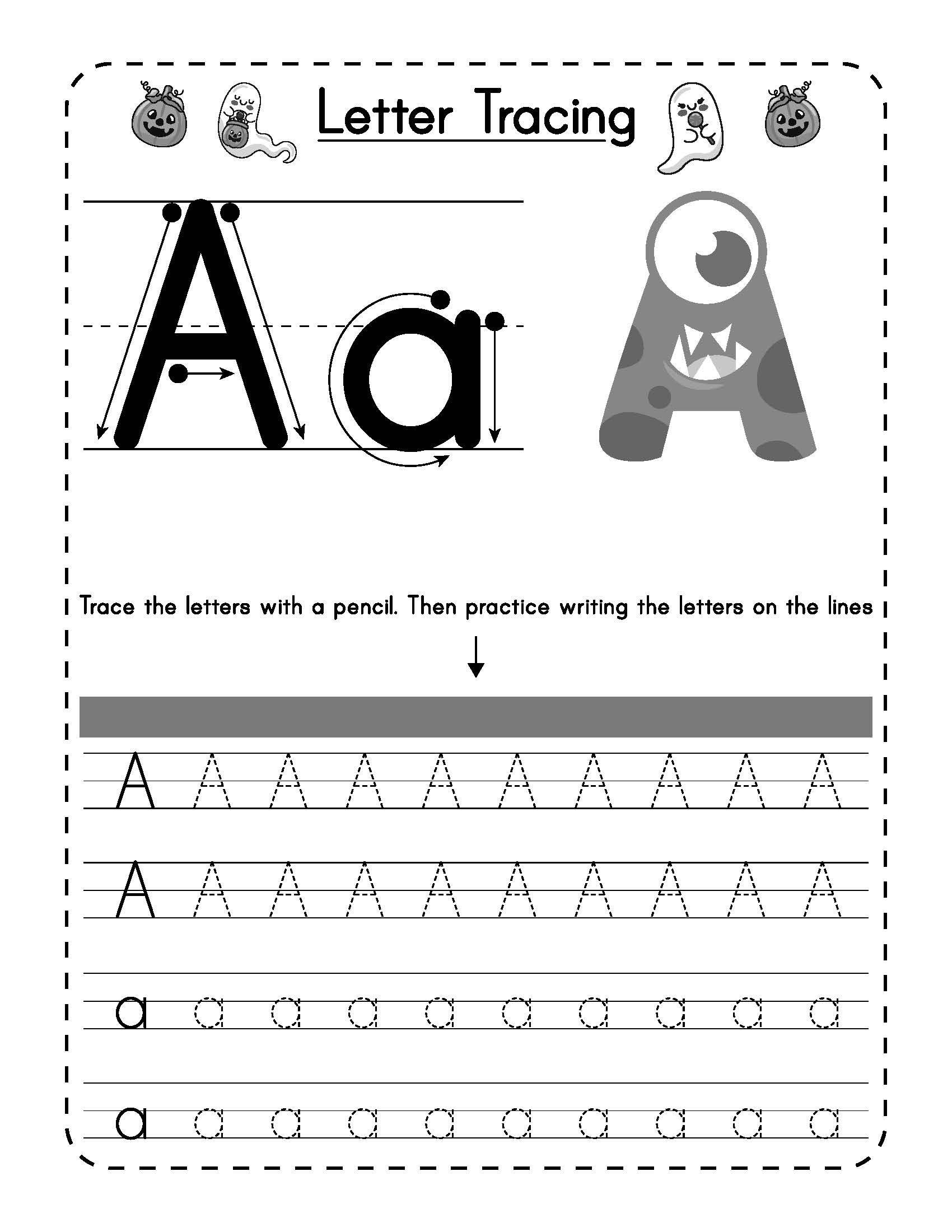 54 - Kids Halloween Coloring Pages and Letter Tracing - Etsy