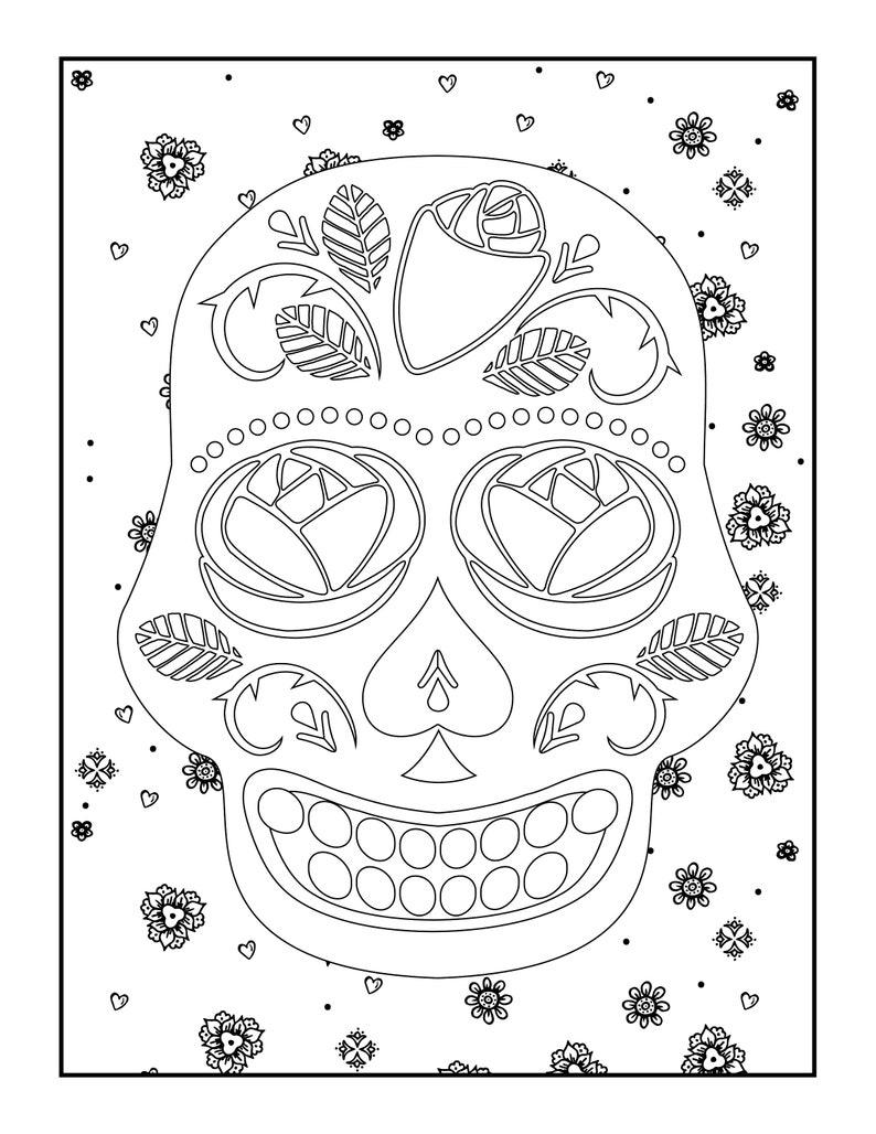 20 Sugar Skull Coloring Pages | Etsy