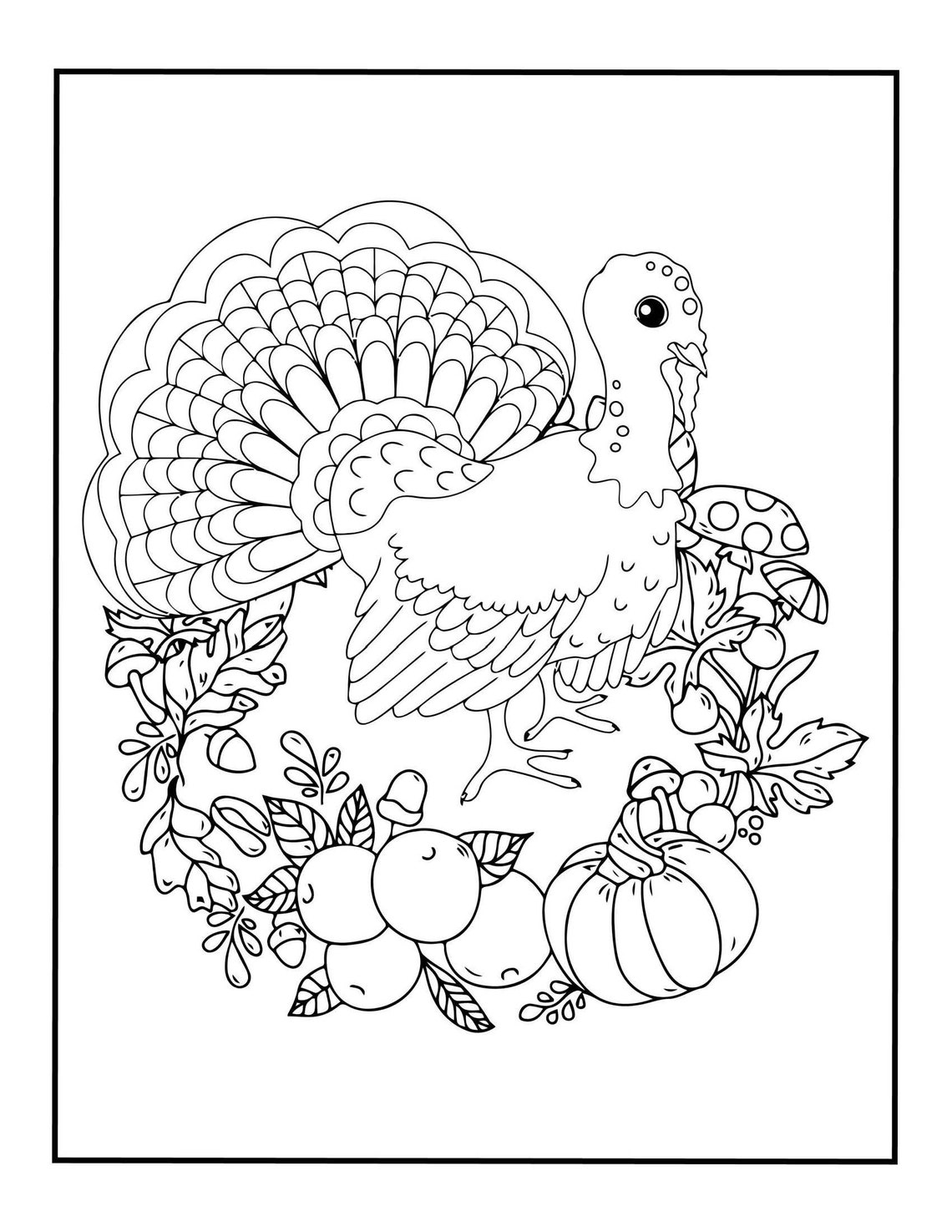 20 Thanksgiving Coloring Pages - Etsy