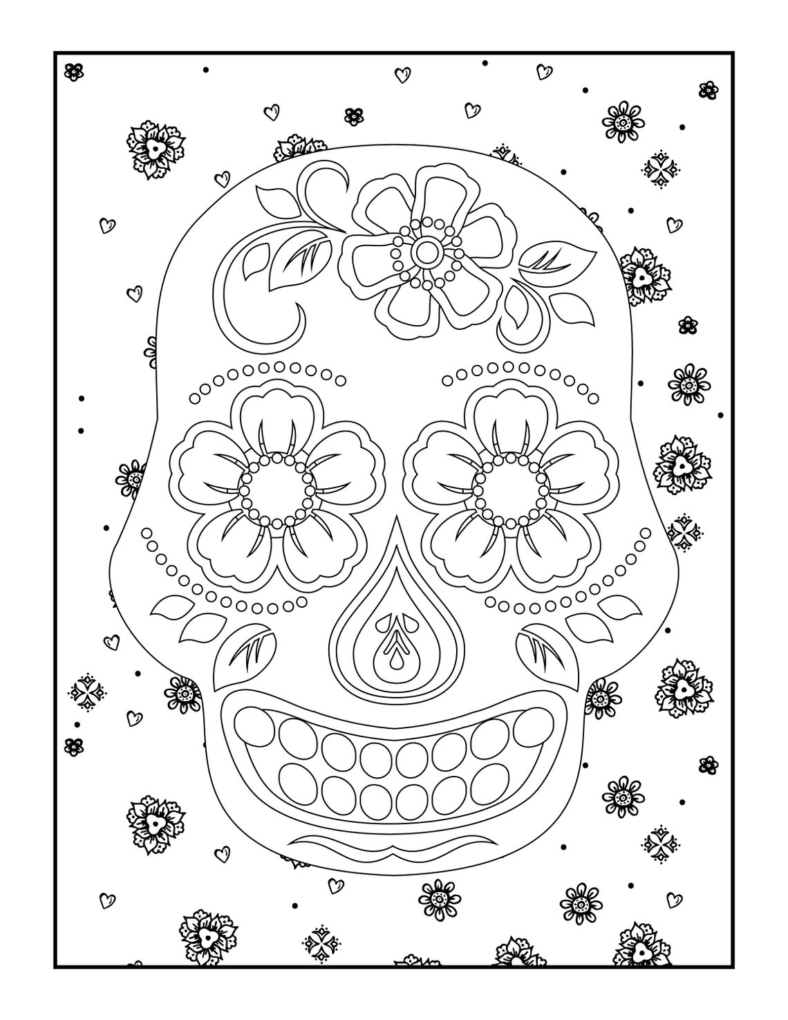 20 Sugar Skull Coloring Pages | Etsy