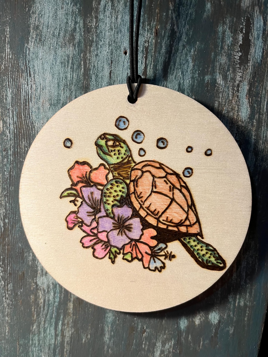 Handmade Wood Burn Sea Turtle Air Freshener/trendy/reusable/long ...