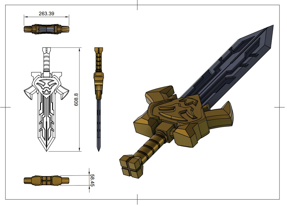 3D Printed CGI He-man Sword Kit | Etsy
