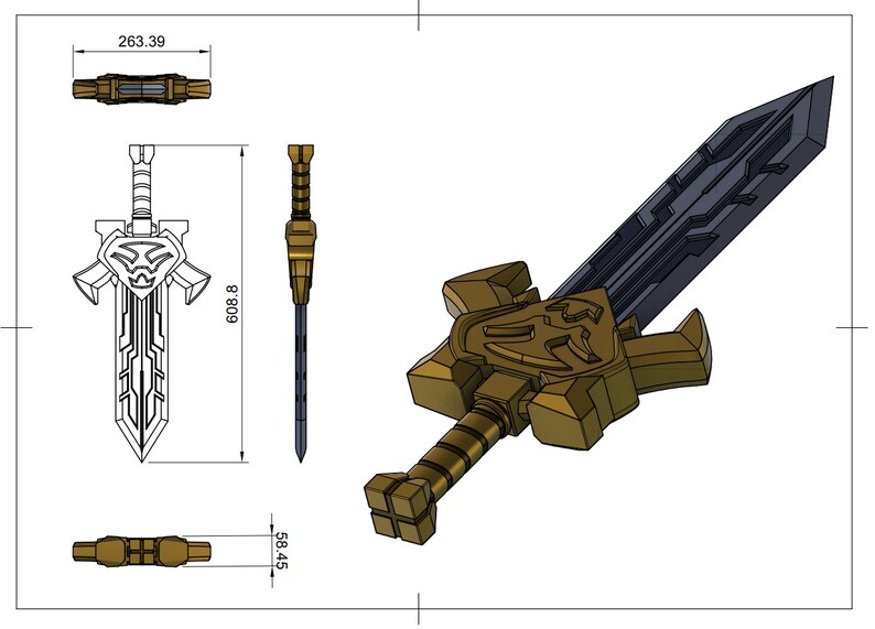 3D Printed CGI He-man Sword Kit | Etsy