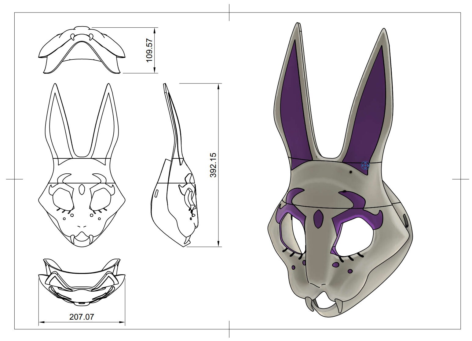 Neon Violet Mask STL 3D Model - Etsy
