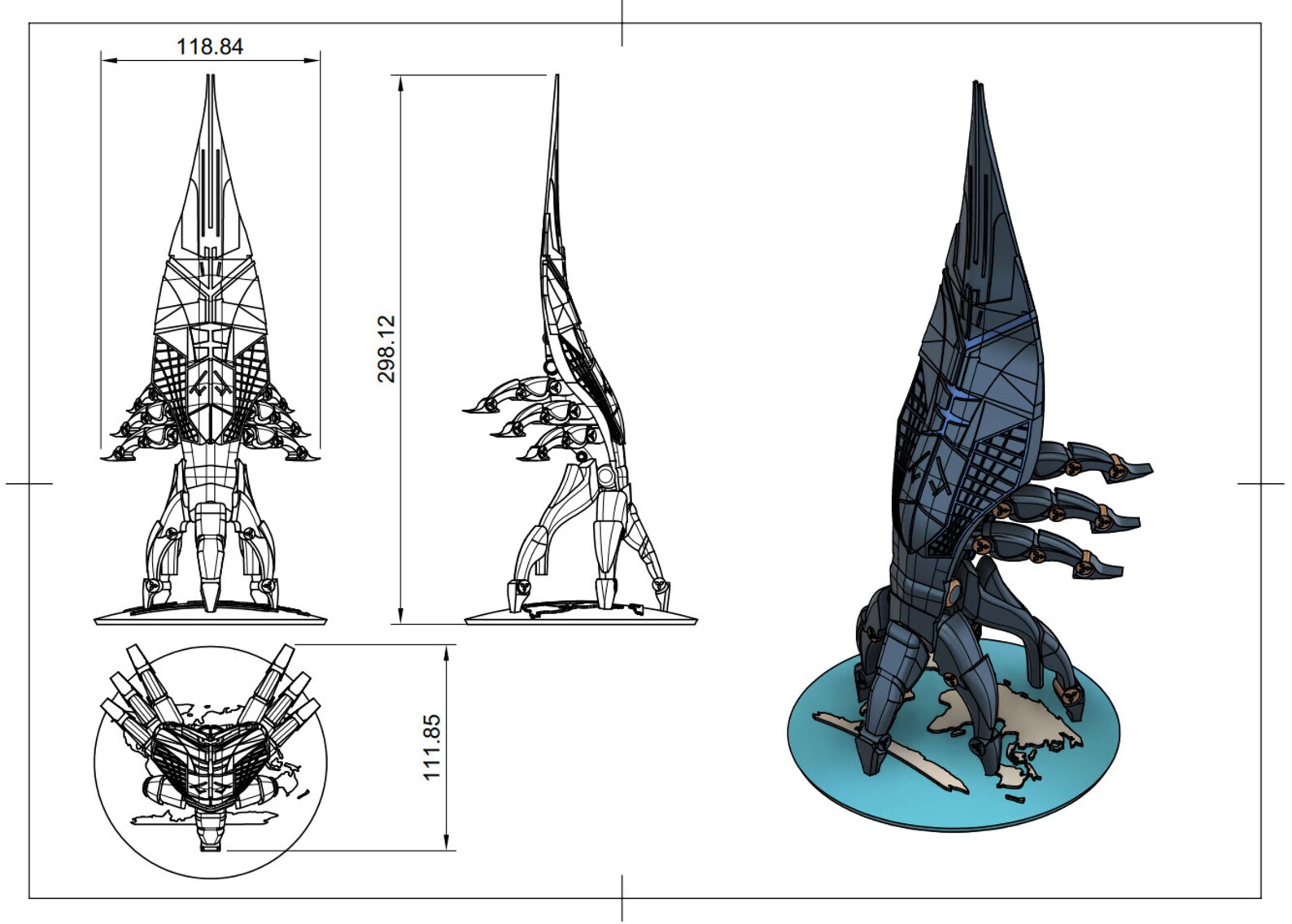 Capital Reaper Sovereign 3D Model STL From Mass Effect - Etsy