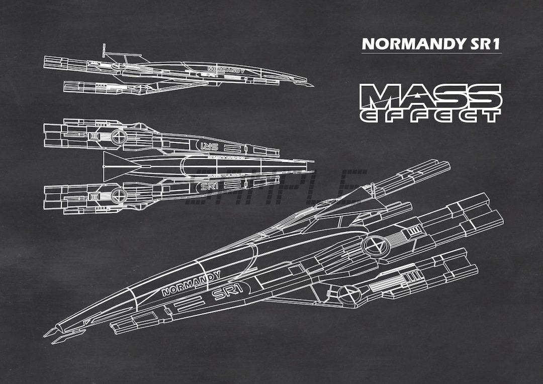 SSV Normandy SR1 Blueprint Poster Wall Decoration, Mass Effect Systems ...
