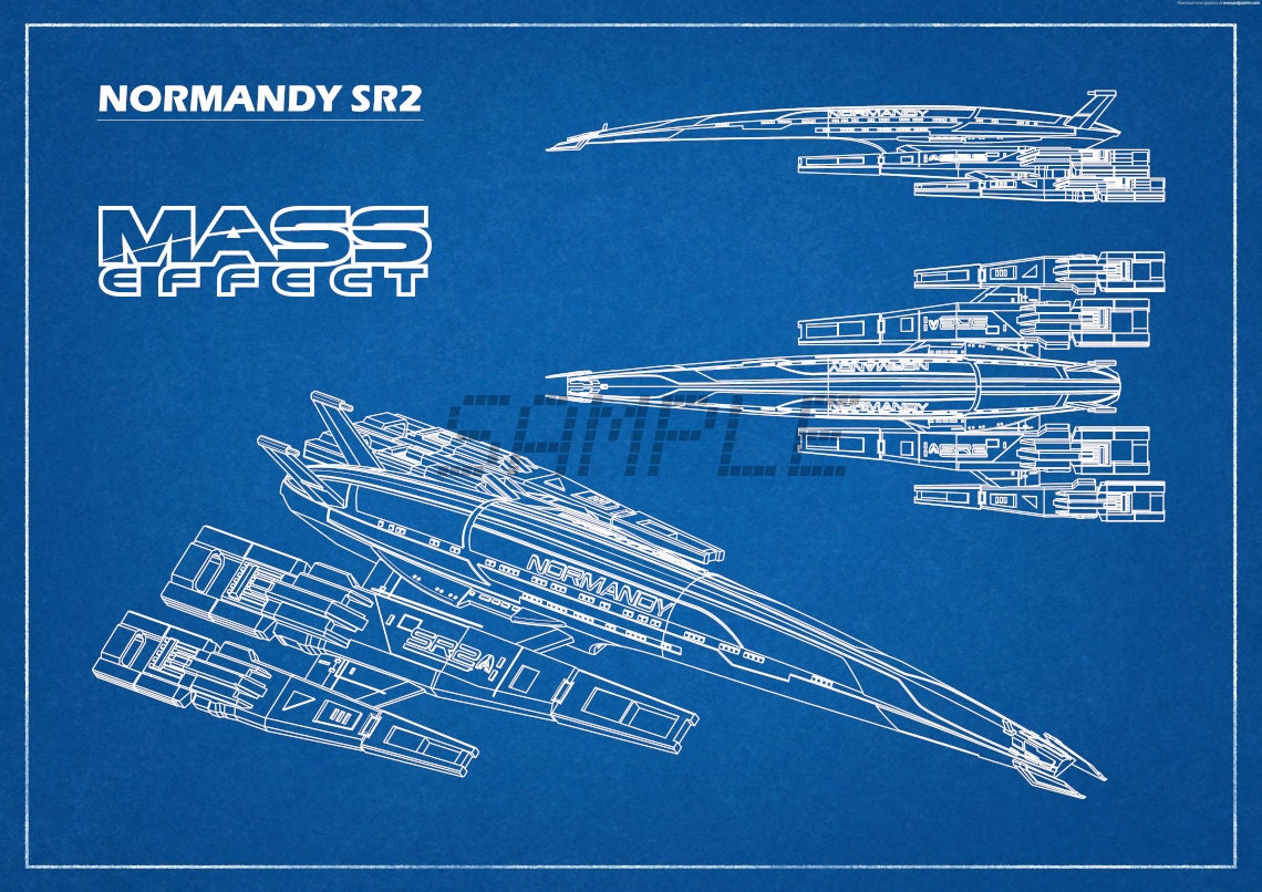 SSV Normandy SR2 Blueprint Poster Wall Decoration Mass Effect - Etsy Canada