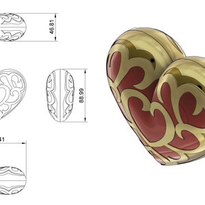 3D Printed Link Heart Container - Etsy