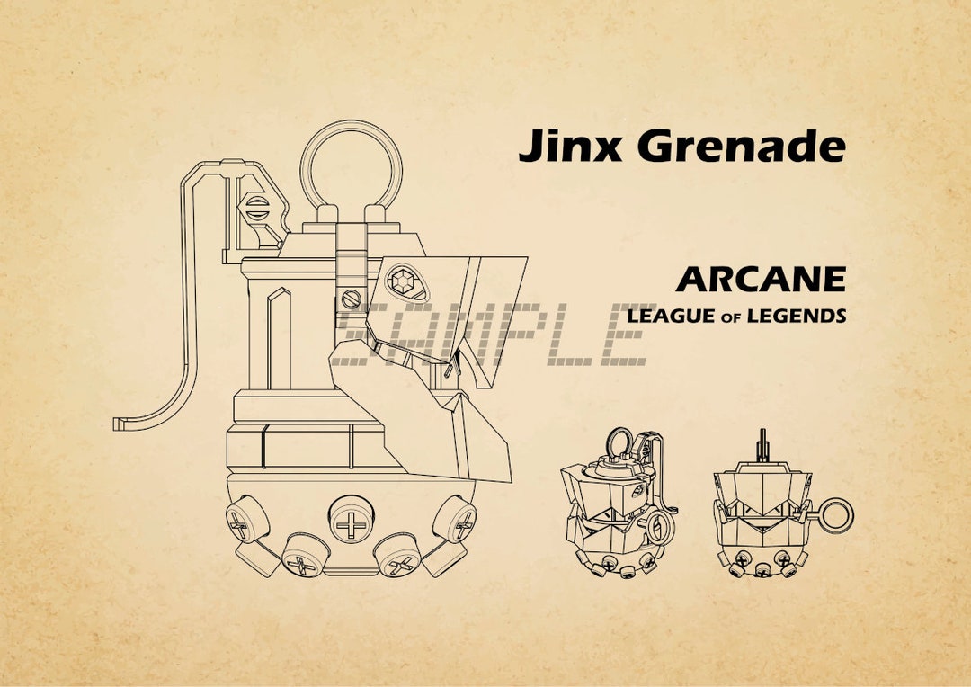 Jinx Grenade Flame Chompers Blueprint Poster From Arcane - Etsy