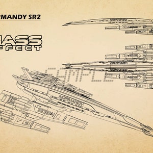 SSV Normandy SR2 Blueprint Poster Wall Decoration, Mass Effect Systems ...