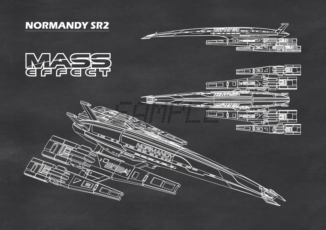 SSV Normandy SR2 Blueprint Poster Wall Decoration Mass Effect - Etsy Canada