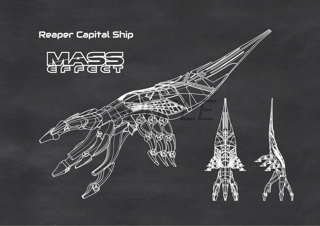 Reaper Capital Ship Blueprint Poster Wall Decoration From Mass Effect ...
