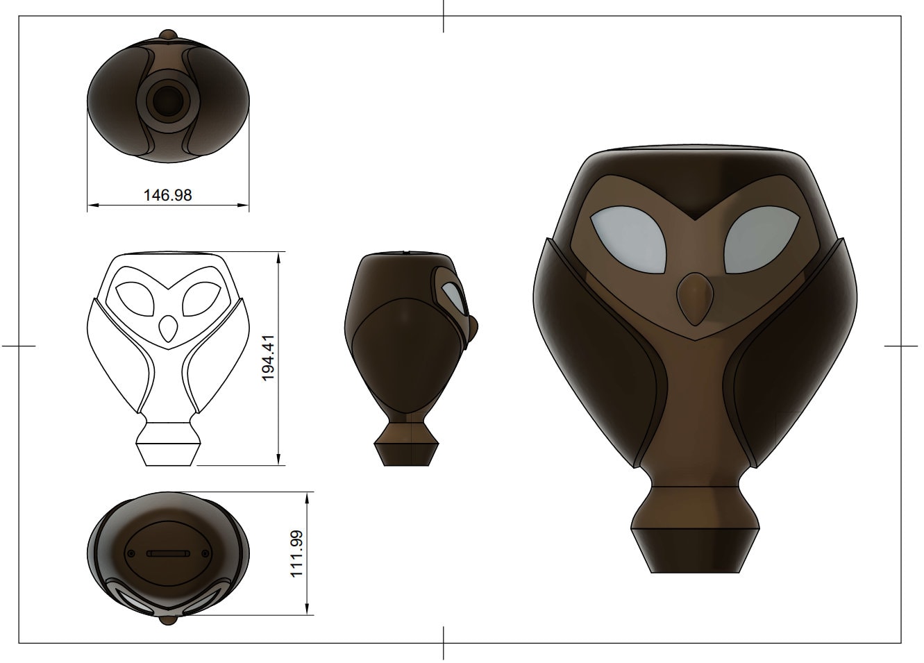 3D Printed Owlbert Staff Topper - Etsy