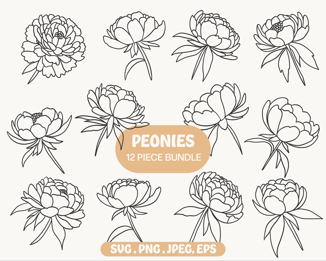 Peonies SVG Bundle | Peony Png, Botanical Svg, Flower Png, Peonies ...
