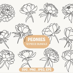 Peonies SVG Bundle | Peony Png, Botanical Svg, Flower Png, Peonies ...