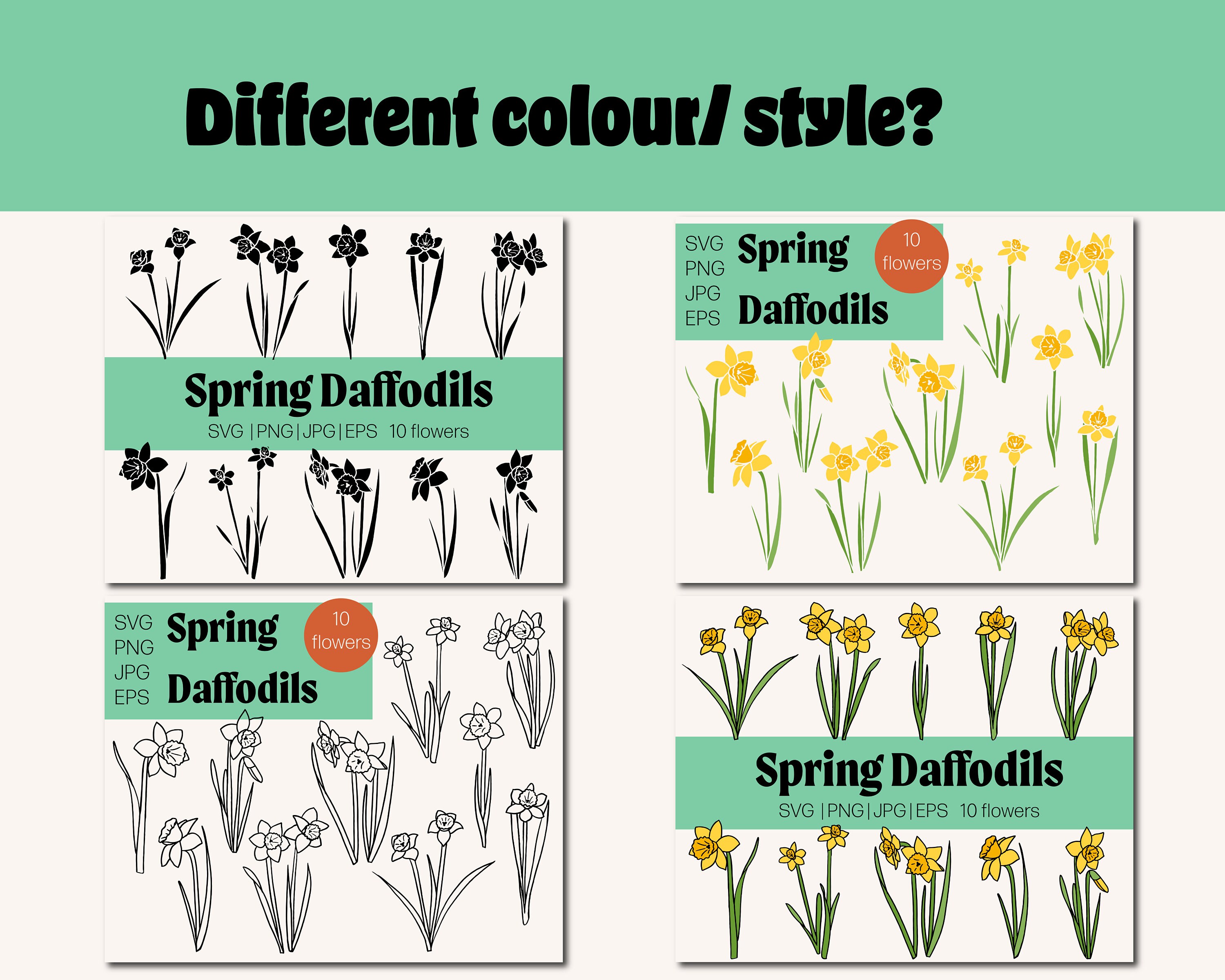 Spring Daffodil SVG Bundle | Daffodil Svg, Spring Flowers Svg, Floral ...