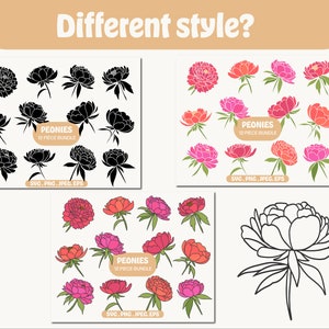 Peonies SVG Bundle | Peony Png, Botanical Svg, Flower Png, Peonies ...