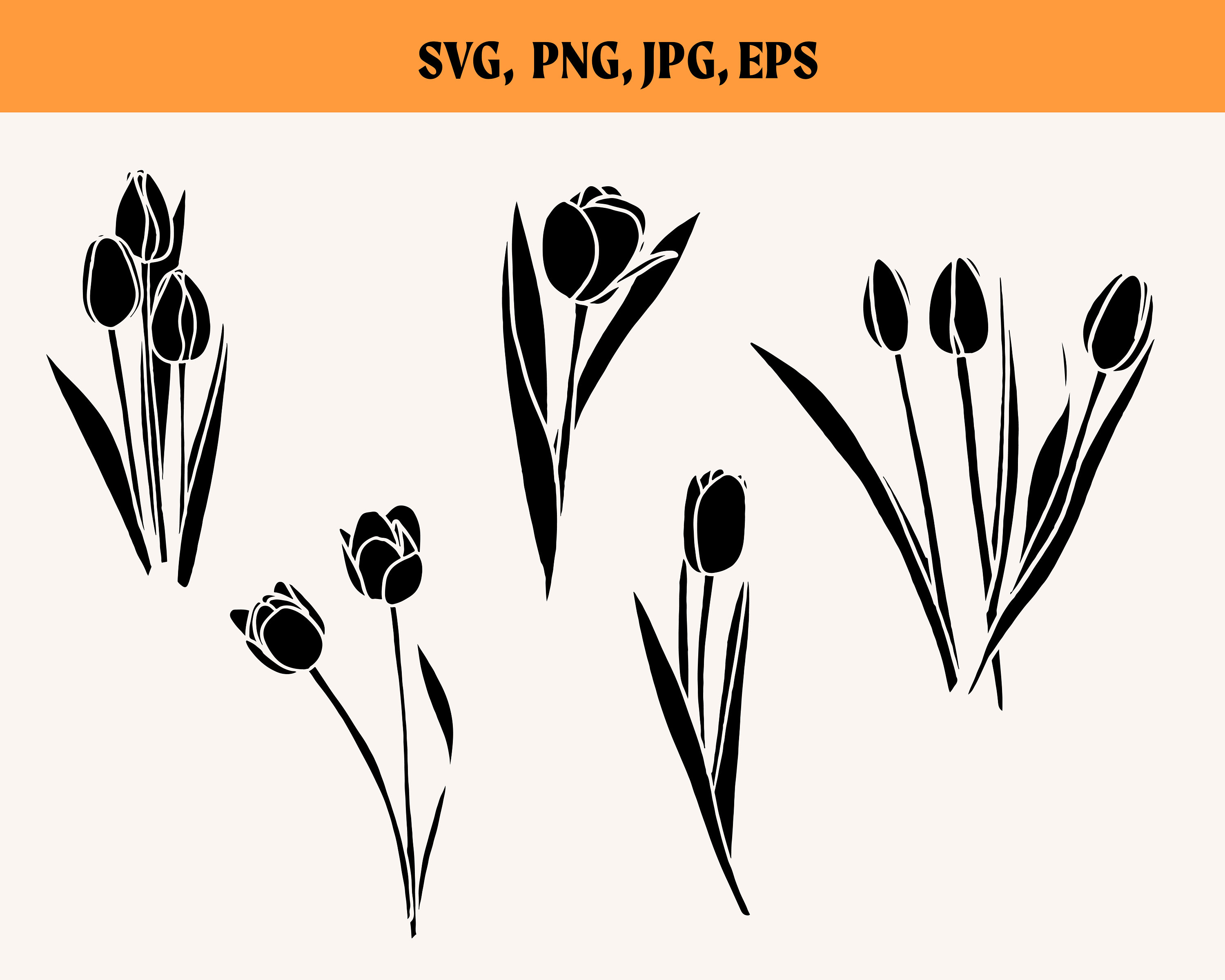 Spring Tulips SVG Bundle | Tulip Svg, Spring Flowers Svg, Floral Svg ...