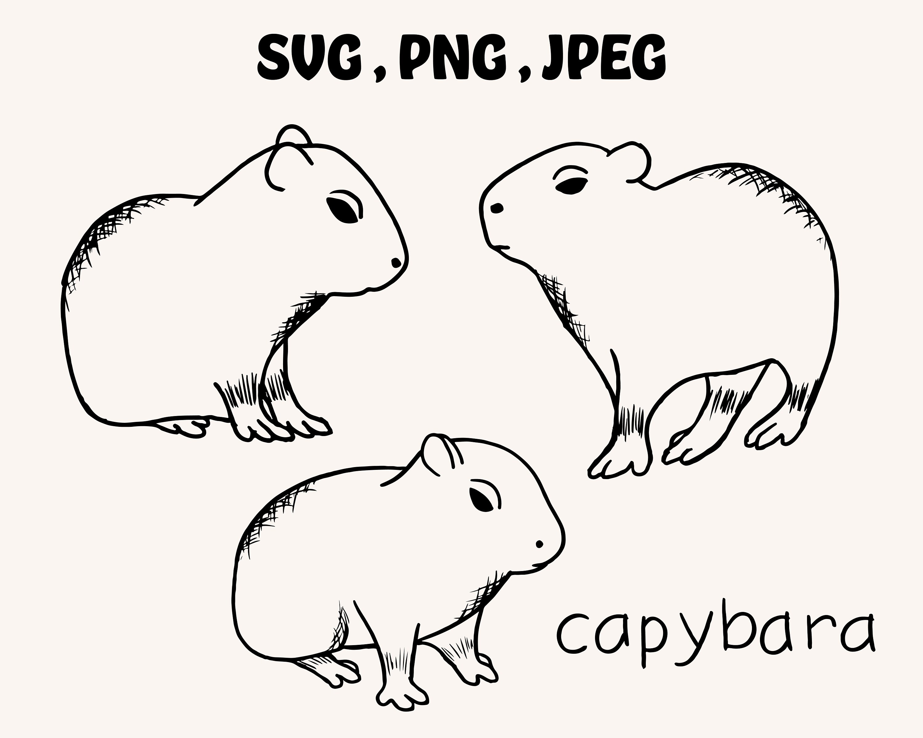 Capybara SVG Bundle | Hand-drawn Capybara Designs Perfect for Capybara ...