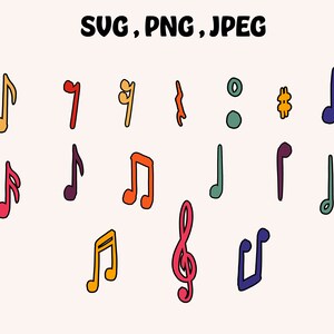 Music Notes SVG Bundle 35 Musical Note Svgs, Music Teacher Svg, Hand ...
