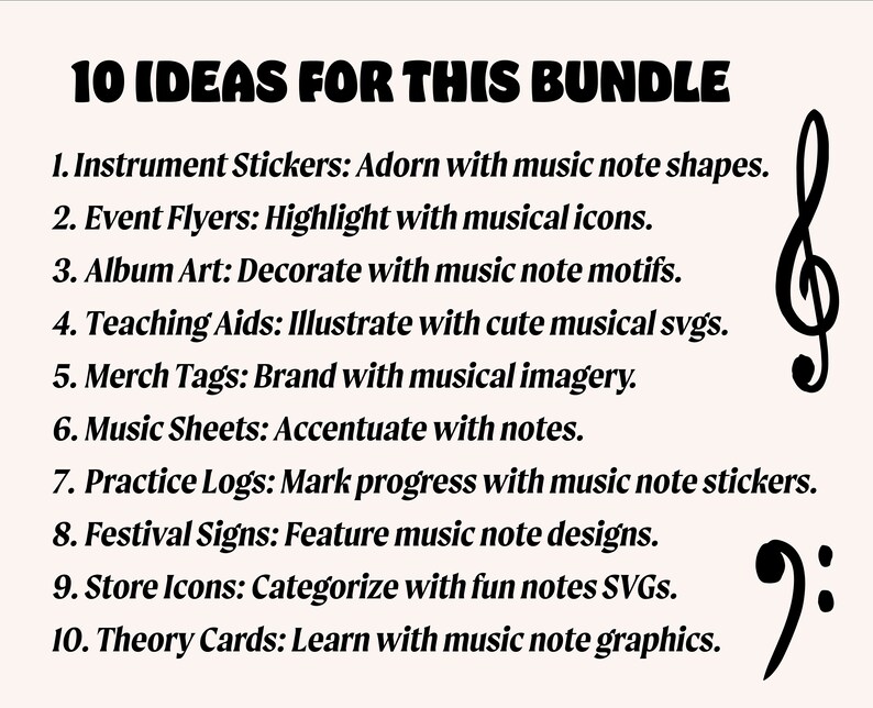 Music Notes SVG Bundle 34 Musical Note Svgs, Music Teacher Svg, Hand ...