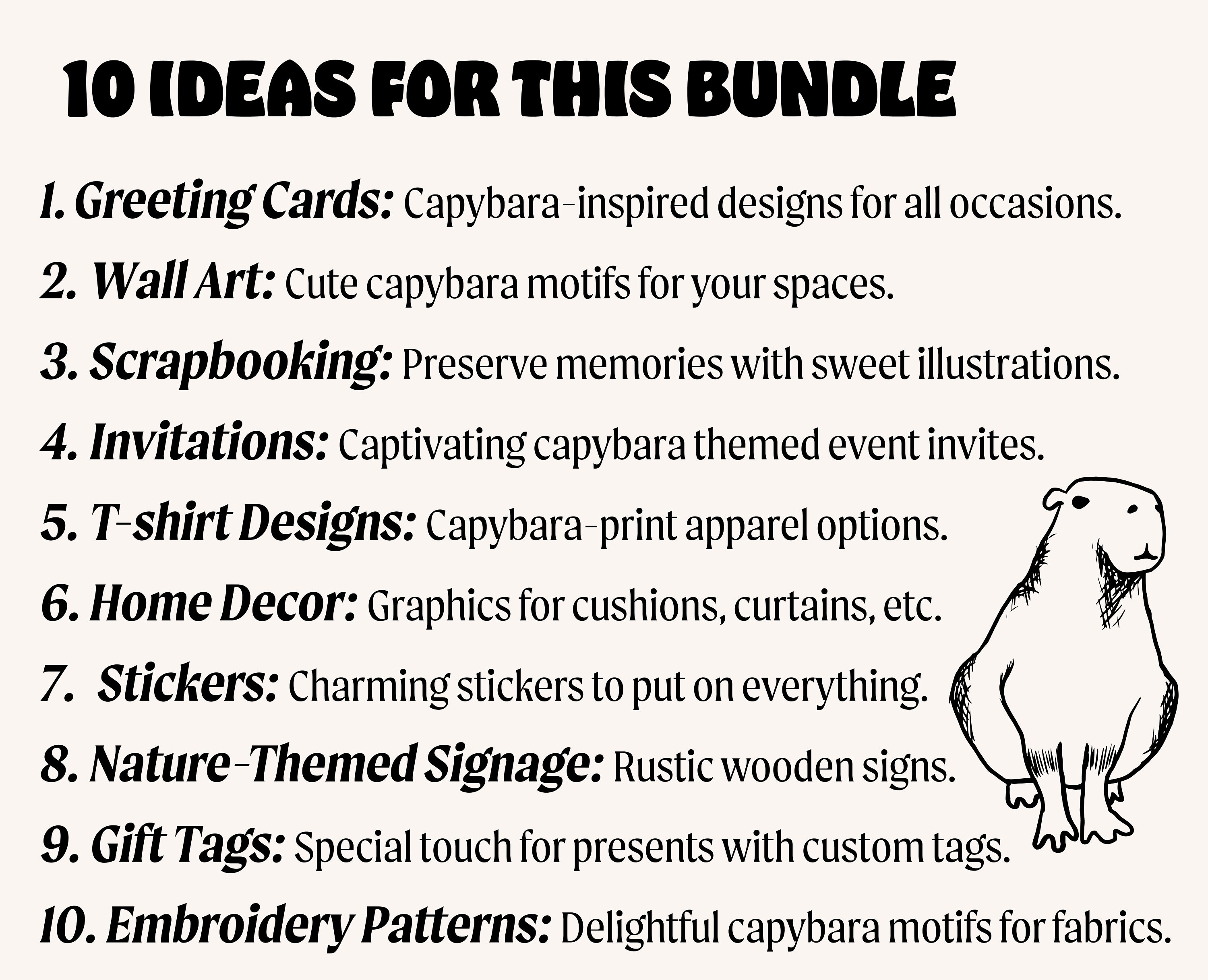 Capybara SVG Bundle | Hand-drawn Capybara Designs Perfect for Capybara ...