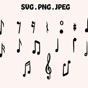 Music Notes SVG Bundle 34 Musical Note Svgs, Music Teacher Svg, Hand ...