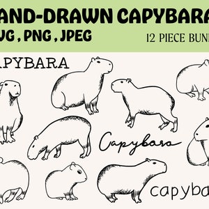 Capybara SVG Bundle | Hand-drawn Capybara Designs Perfect for Capybara ...