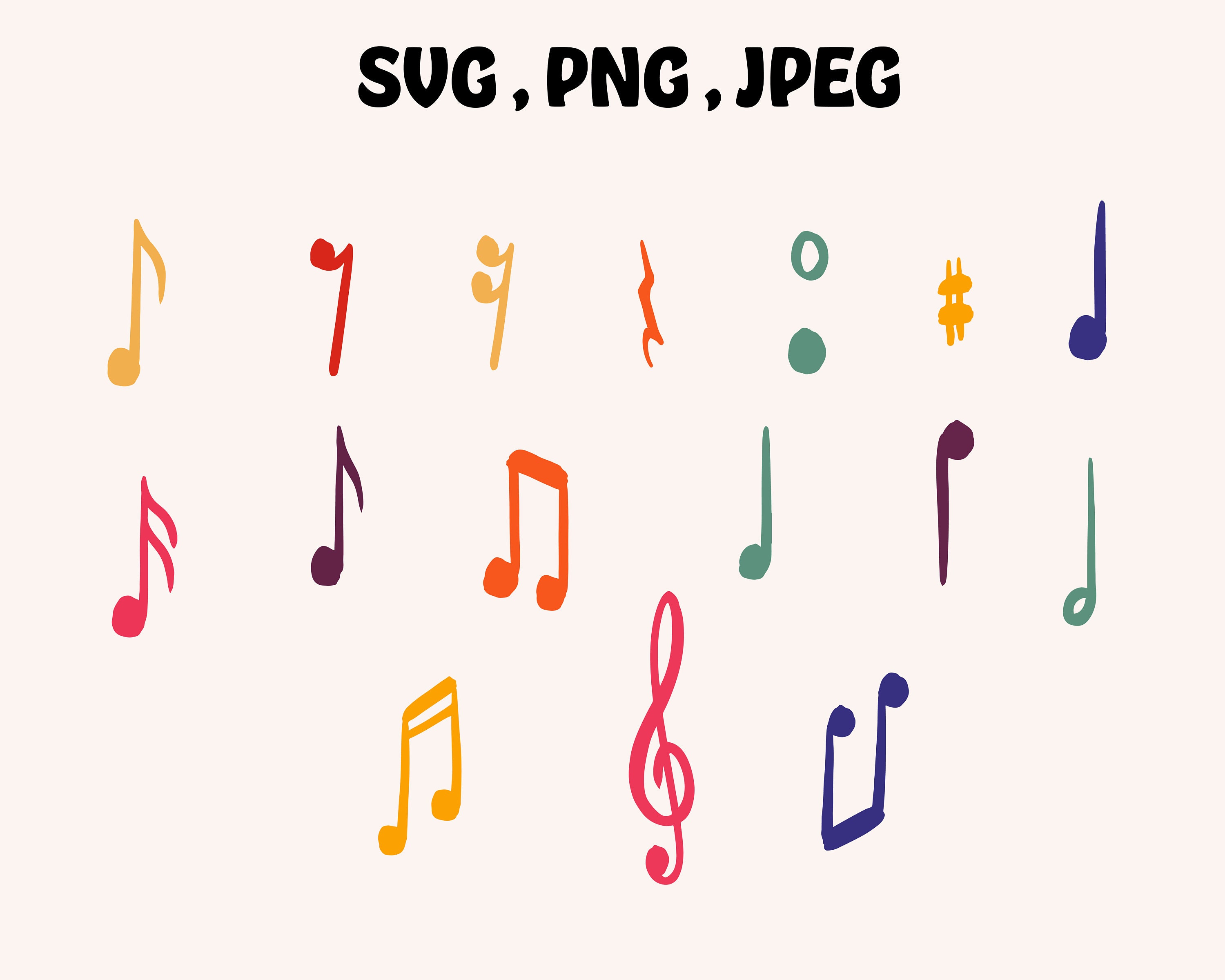 Music Notes SVG Bundle 35 Musical Note Svgs, Music Teacher Svg, Hand ...