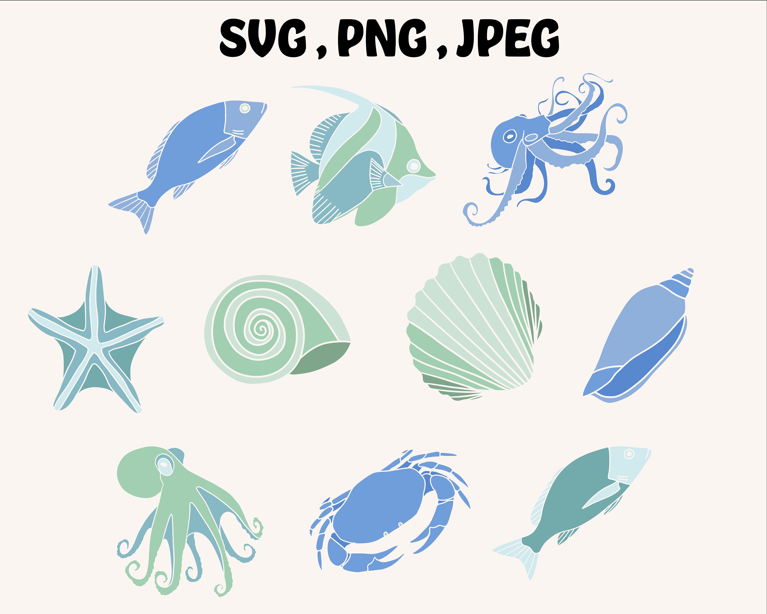 Under the Sea Sea Life SVG Bundle Underwater Creatures Sea Turtles Sea ...