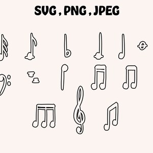 Music Notes SVG Bundle 34 Musical Note Svgs, Music Teacher Svg, Hand ...