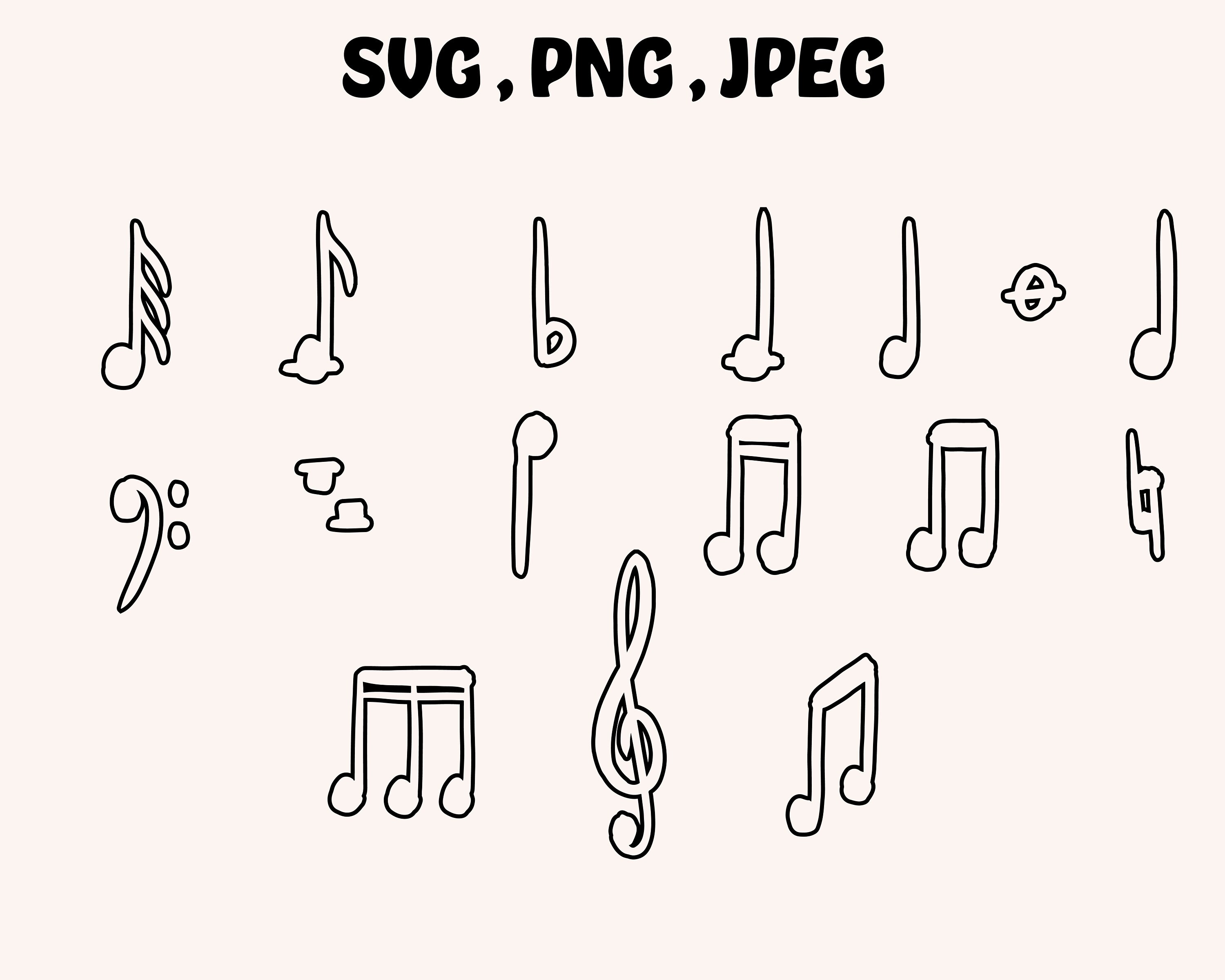 Music Notes SVG Bundle 34 Musical Note Svgs, Music Teacher Svg, Hand ...