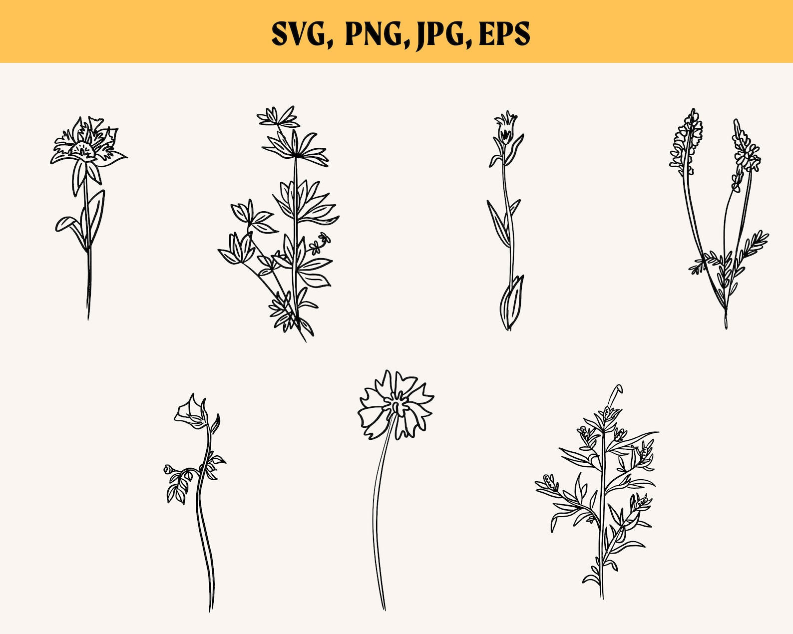Wildflower SVG Bundle Flower Svg, Floral Svg, Wildflower Png, Wild ...