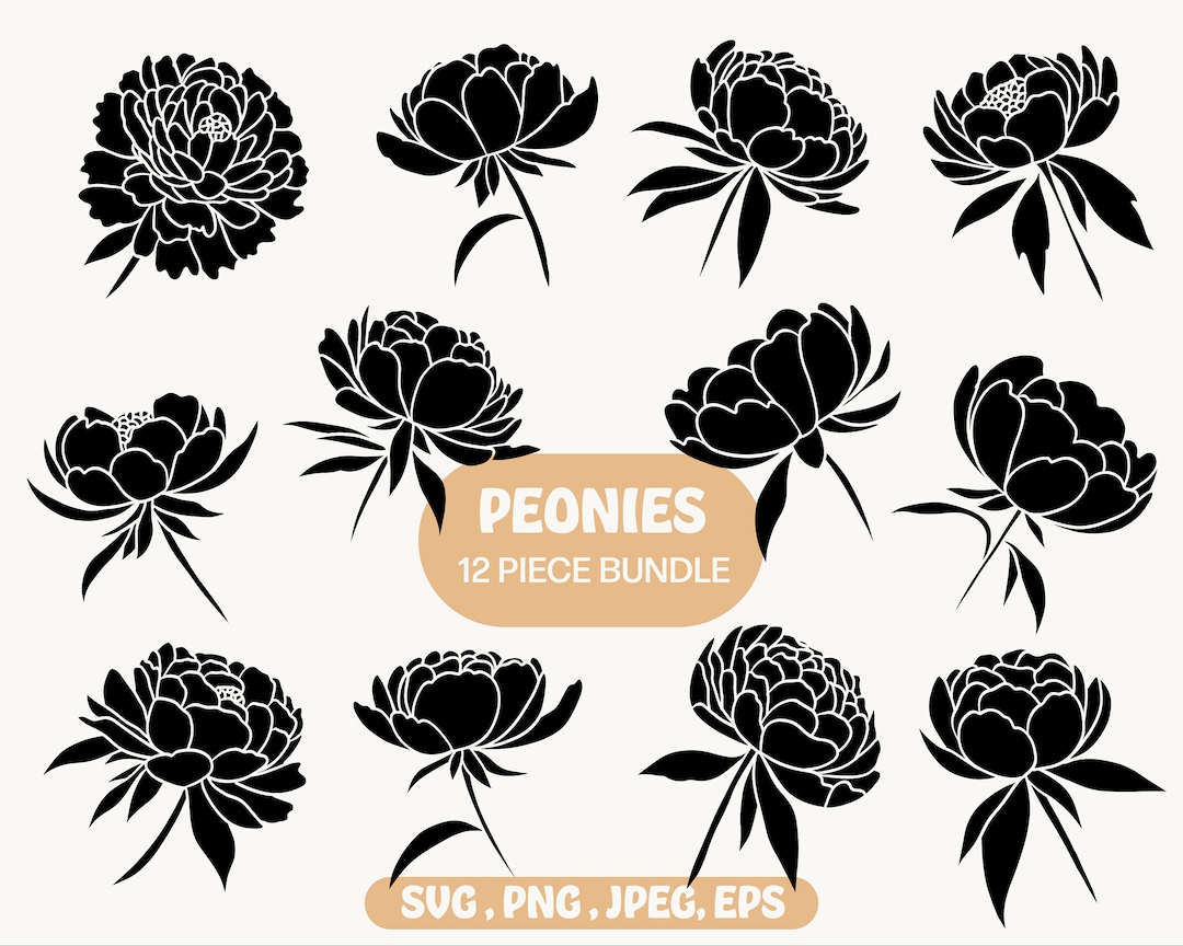 Peonies SVG Bundle | Peony Png, Botanical Svg, Flower Png, Peonies ...