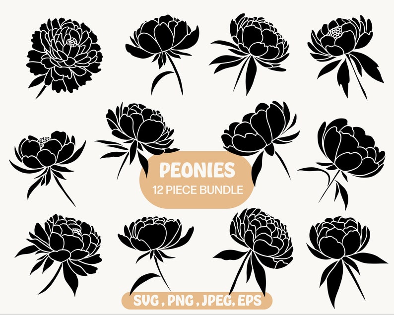 Peonies SVG Bundle Peony Png, Botanical Svg, Flower Png, Peonies ...