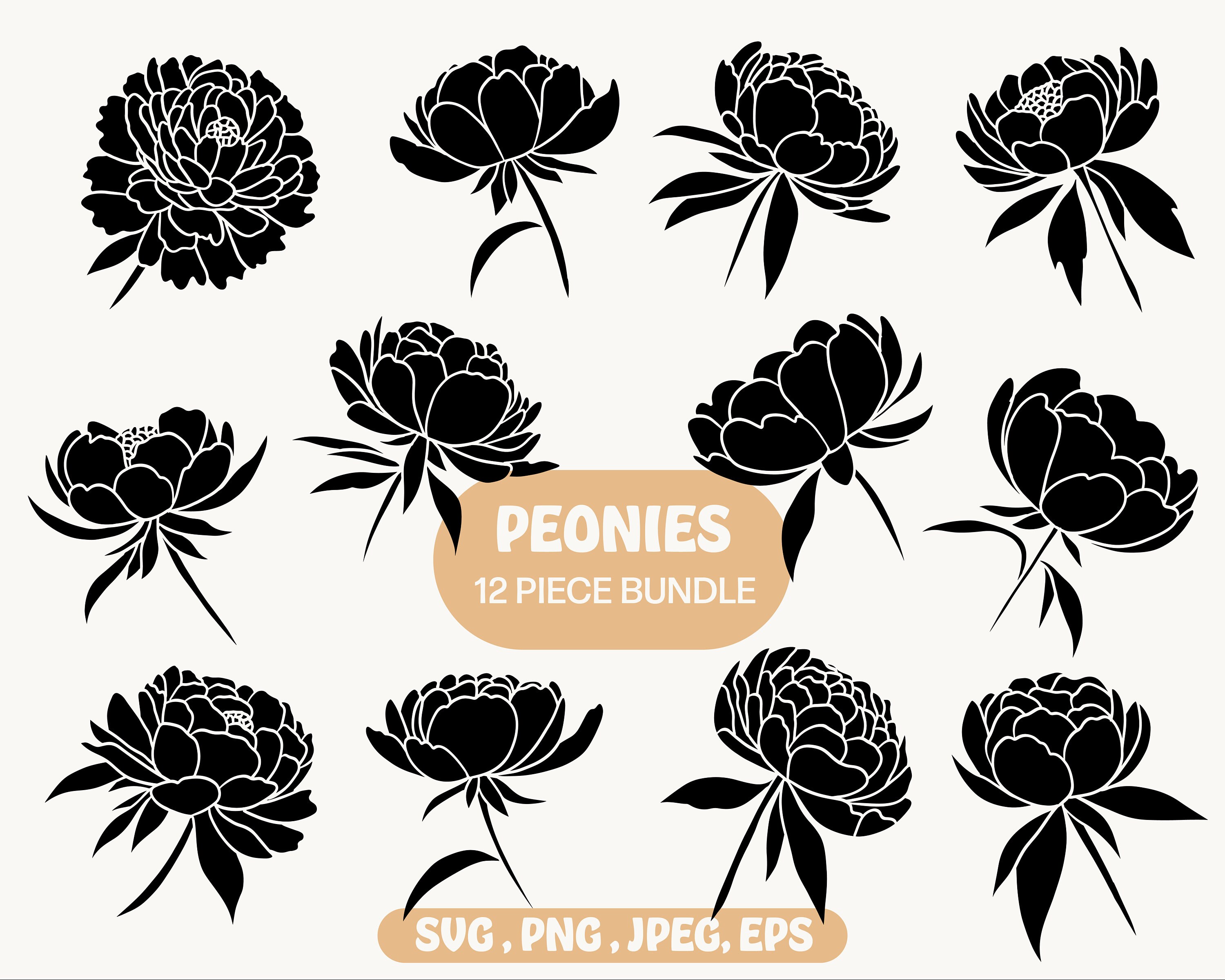 Peonies SVG Bundle Peony Png, Botanical Svg, Flower Png, Peonies ...
