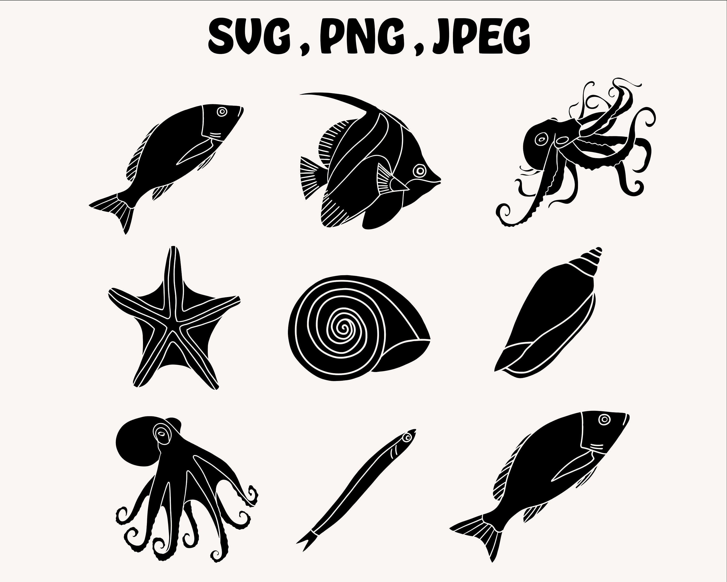 Under the Sea Sealife SVG Bundle Underwater Creatures Sea Turtles Sea ...