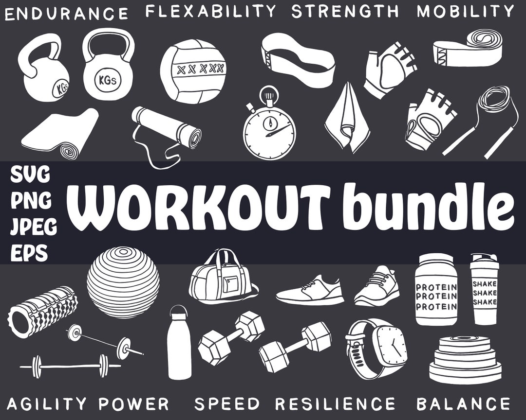 Workout PNG Bundle Workout Svg, Sports Svg, Yoga Svg, Weight Lifting ...