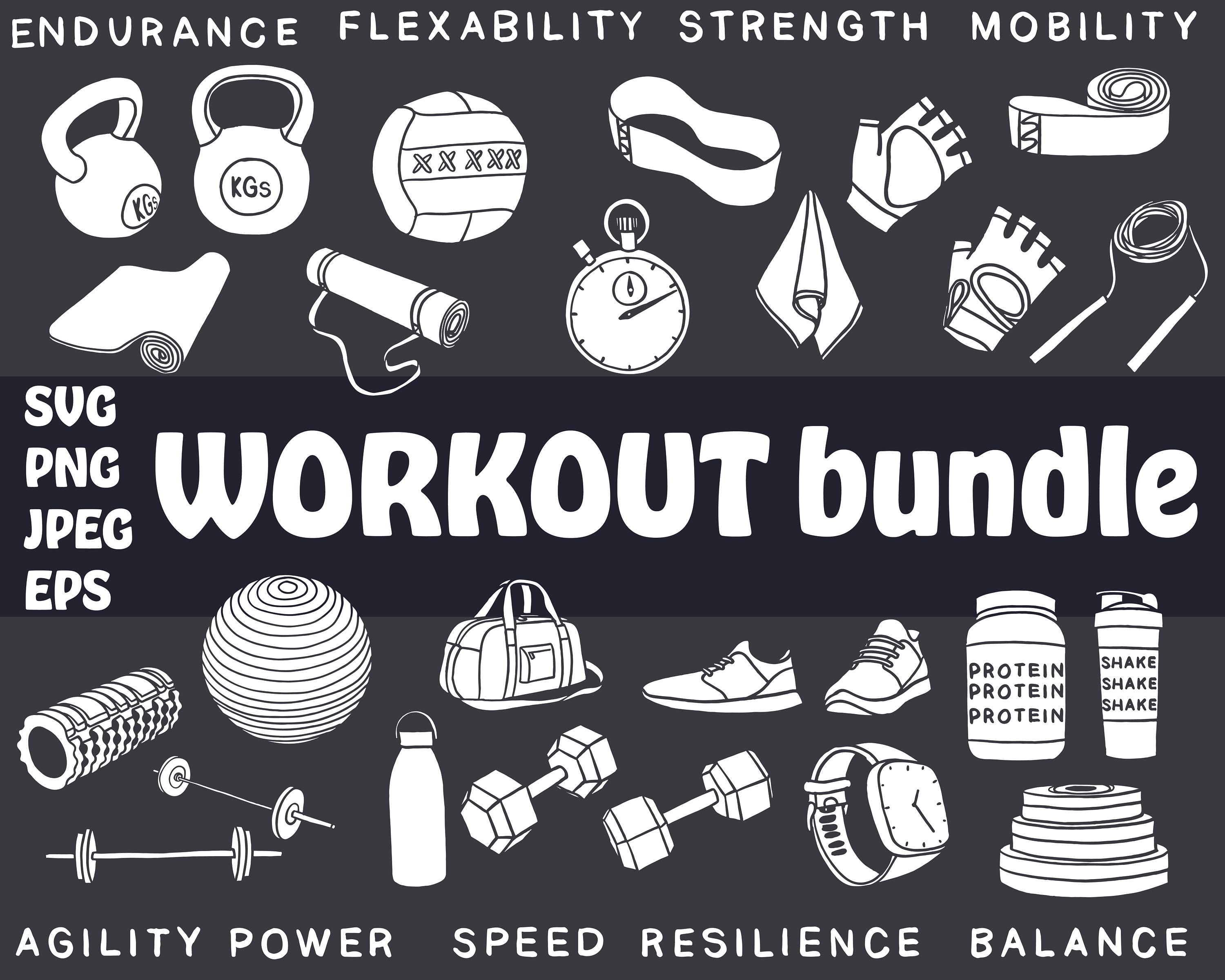 Workout PNG Bundle Workout Svg, Sports Svg, Yoga Svg, Weight Lifting ...