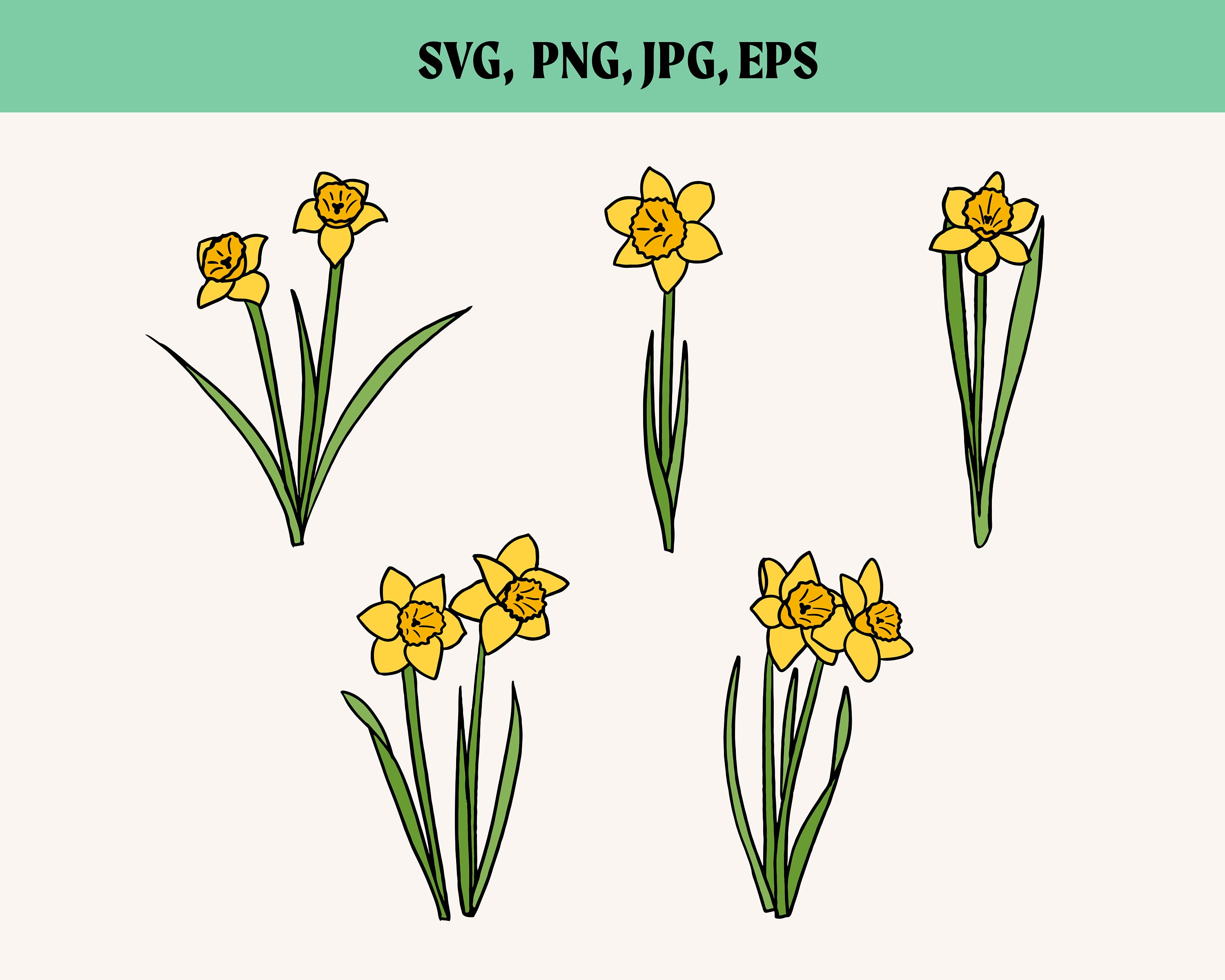 Spring Daffodil SVG Bundle | Daffodil Svg, Spring Flowers Svg, Floral ...