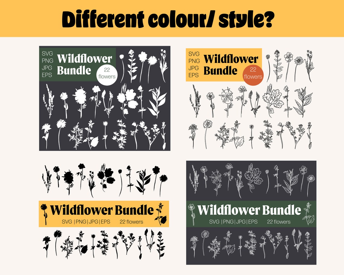 Wildflower SVG Bundle Flower Svg, Floral Svg, Wildflower Png, Wild ...