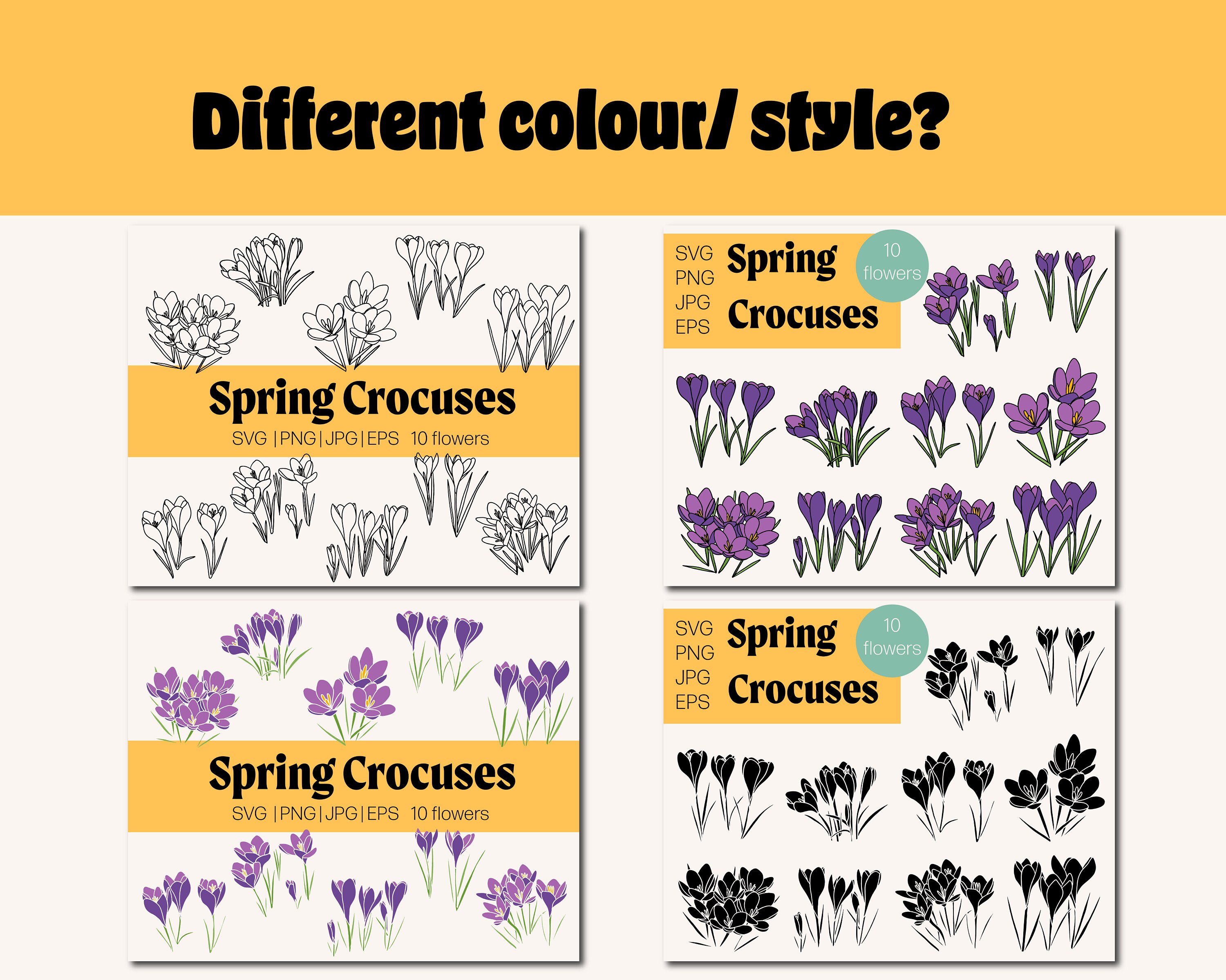 Spring Crocuses SVG Bundle | Crocus Svg, Spring Flowers Svg, Floral Svg ...