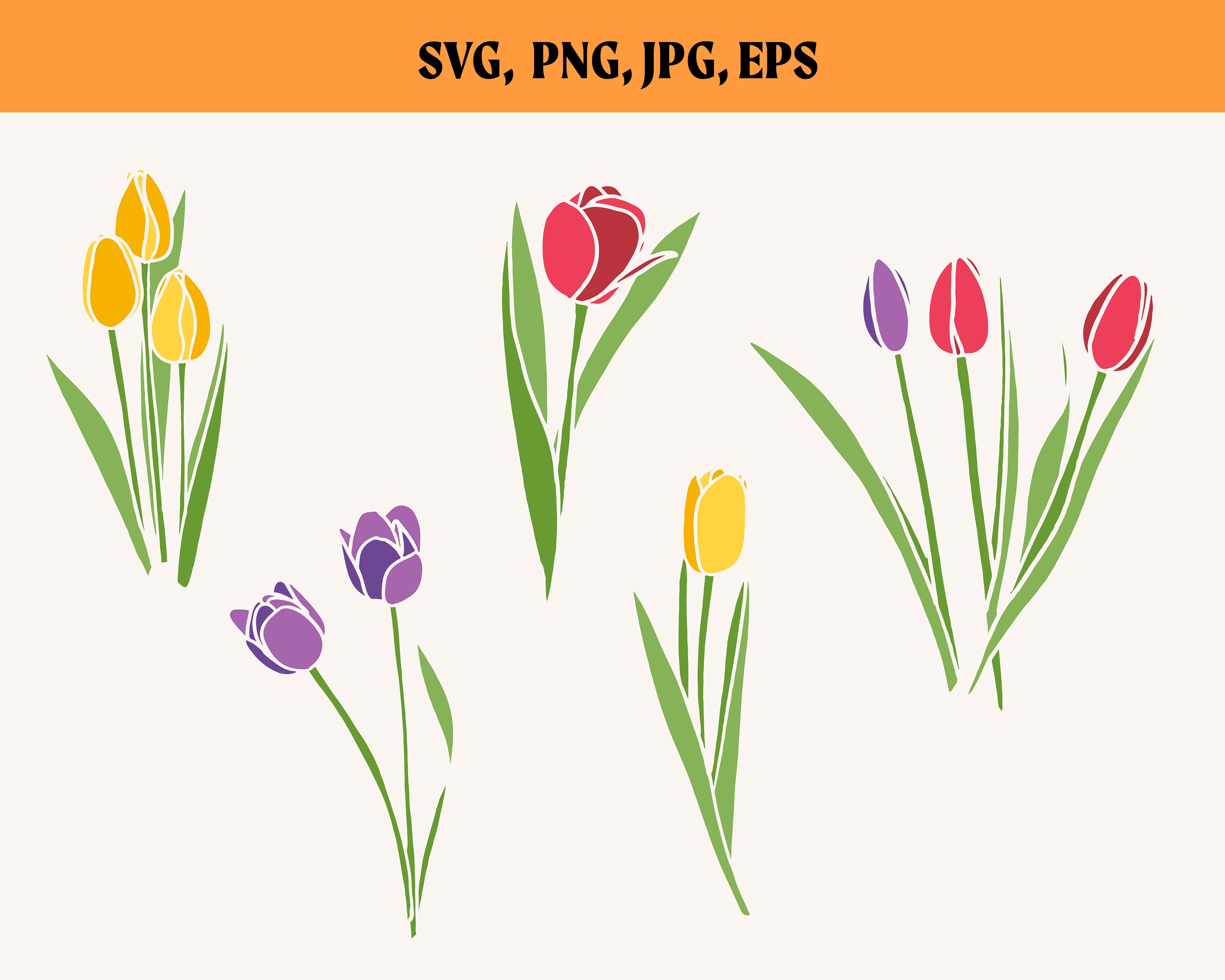 Spring Tulips SVG Bundle Tulip Svg, Spring Flowers Svg, Floral Svg ...